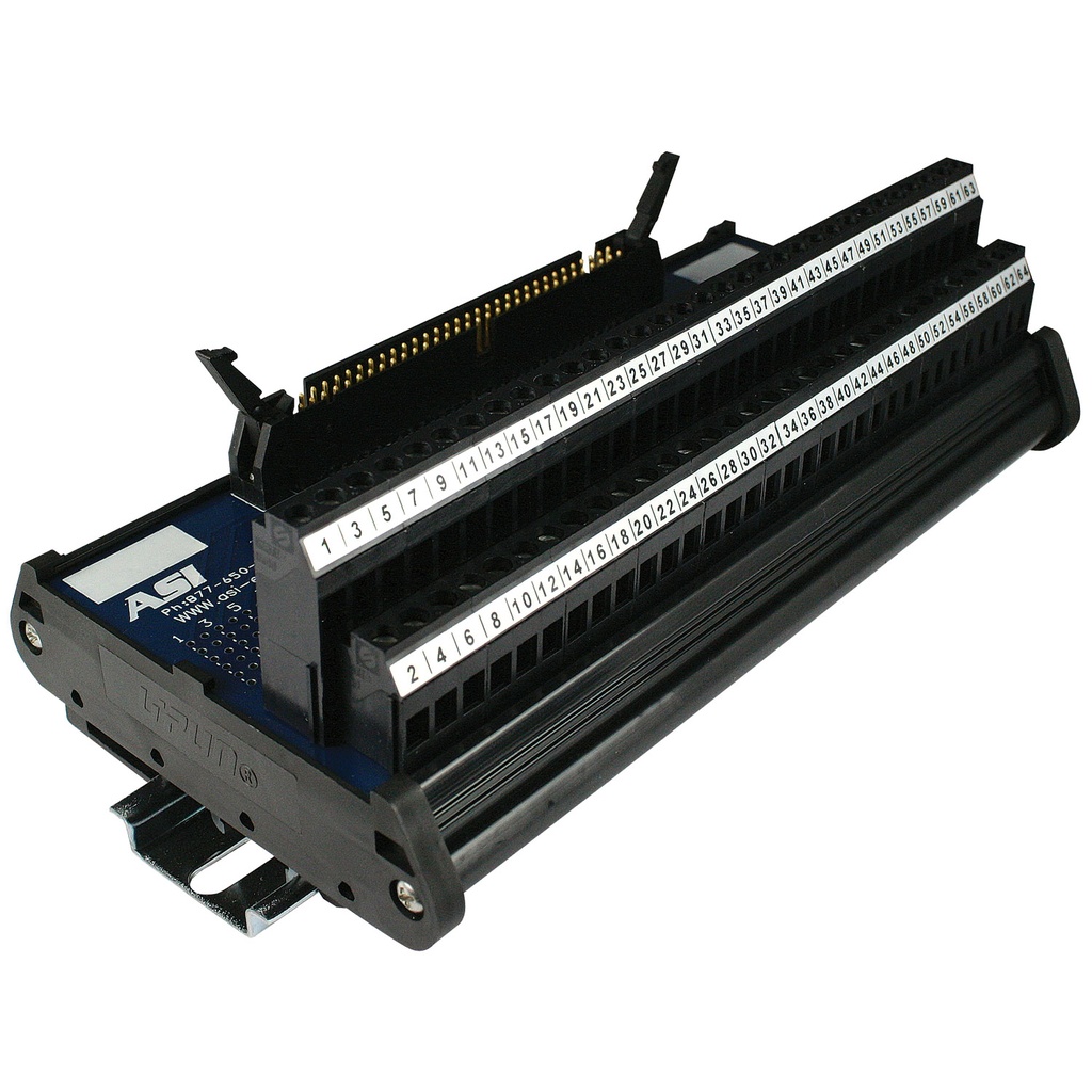 64 Pin Ribbon Cable Breakout Board, Interface Module, DIN Rail Mount 64 ...